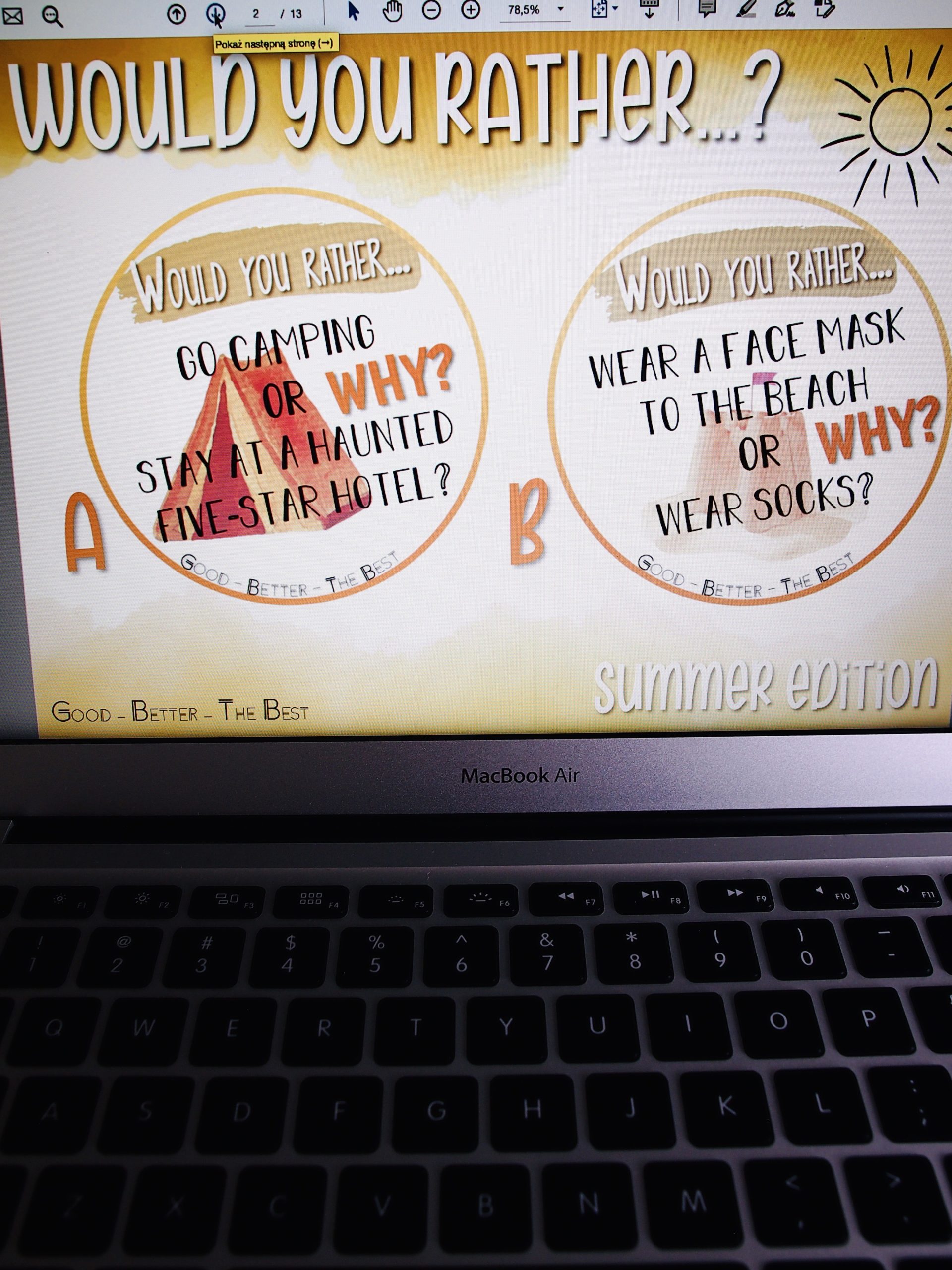 Would you rather…? Summer Edition – karty + prezentacja – Karolina Pióro